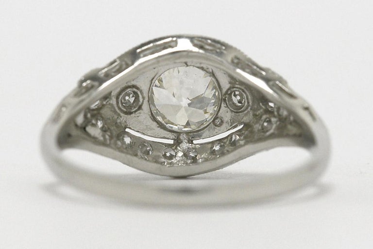 Antique Diamond Platinum Art Deco Engagement Ring Geometric Filigree ...