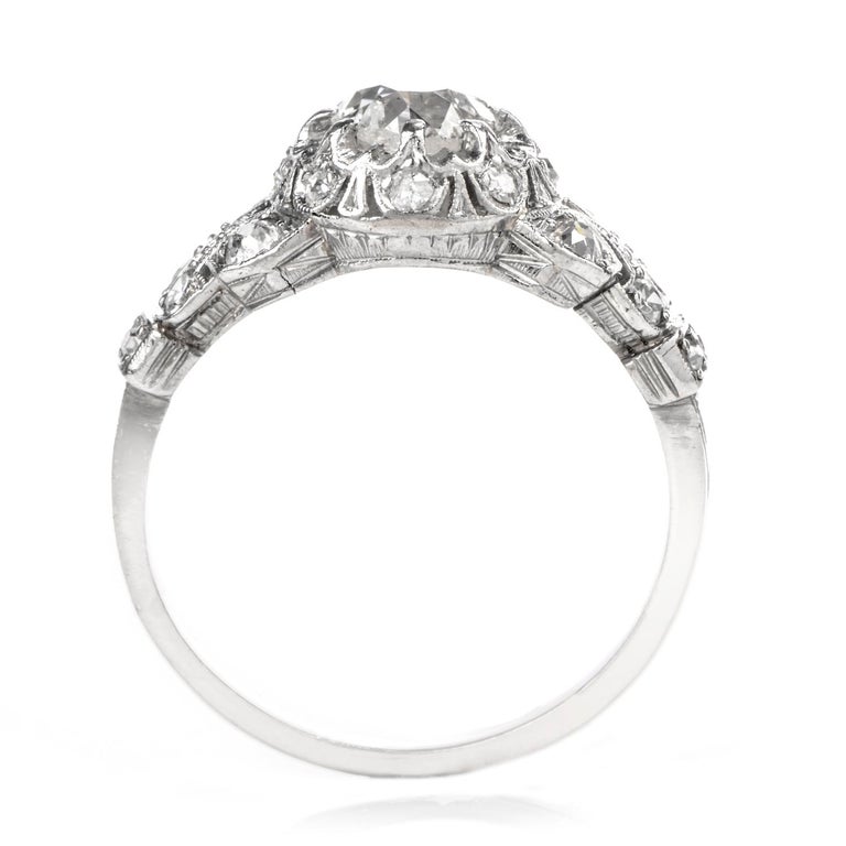 Antique Diamond Platinum Filigree Ring at 1stDibs