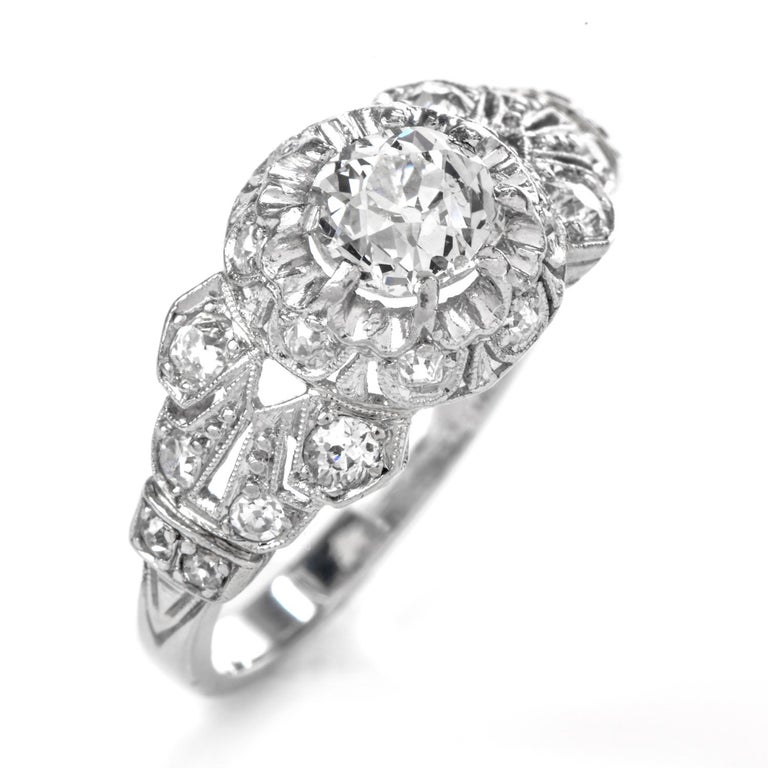 Antique Diamond Platinum Filigree Ring at 1stDibs