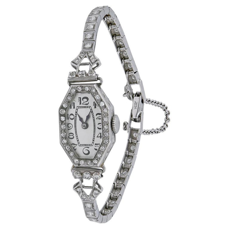 Antique Diamond Platinum Watch For Sale at 1stDibs