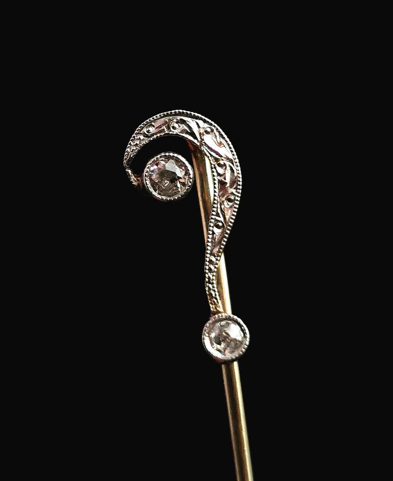 Antique Diamond Question Mark Stick Pin, 9k Gold and Platinum For Sale ...