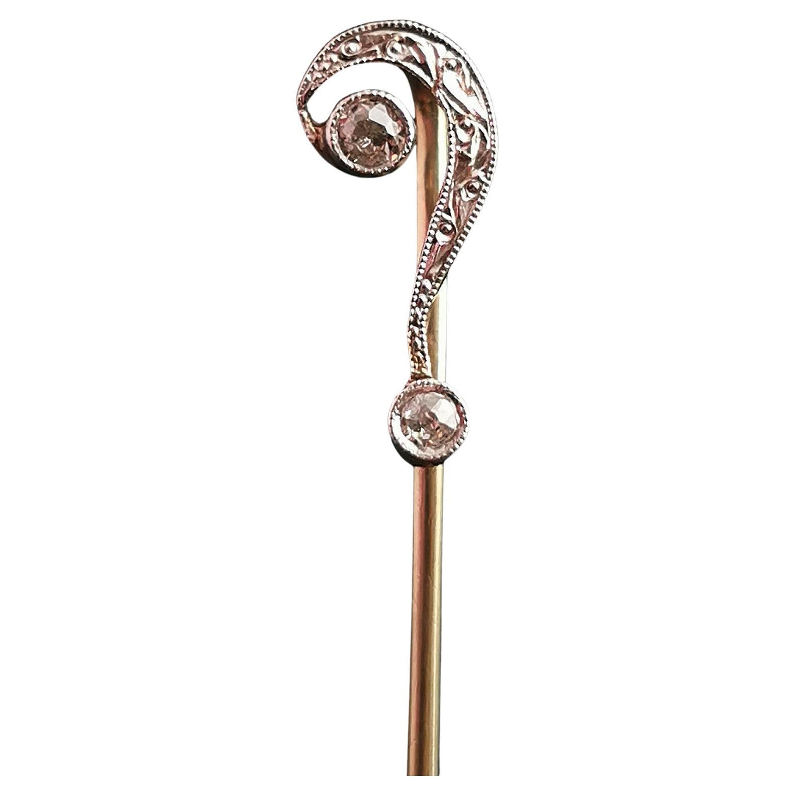 Diamond Question Mark Stick Pin at 1stDibs | question mark brooch