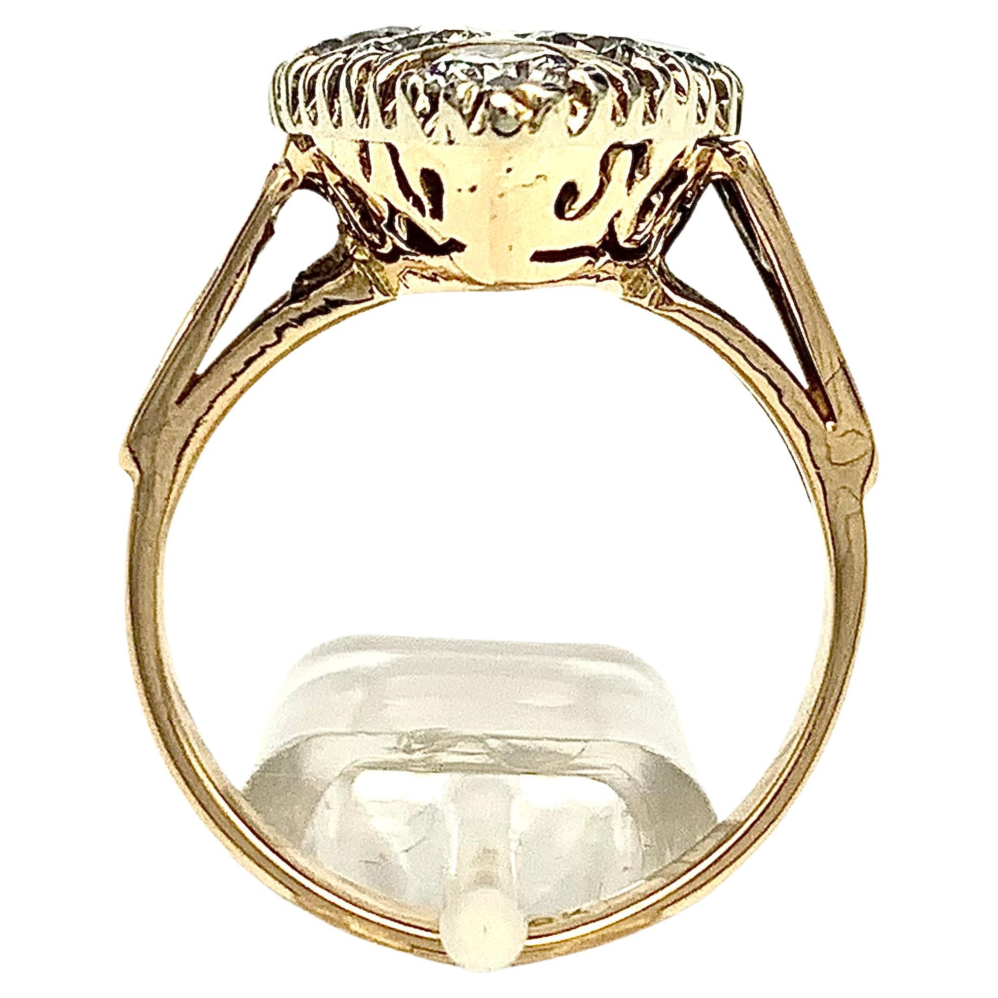 Antique Diamond Ring RedYellow Gold Lozenge Shape Cluster Ring For Sale ...