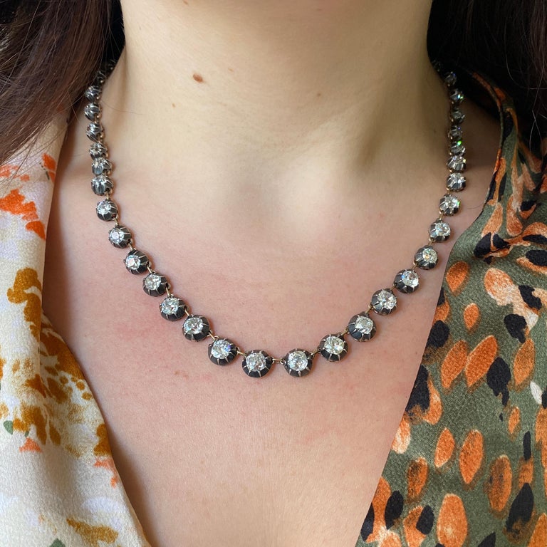 Antique Diamond Rivière Necklace, 22.00ct For Sale at 1stDibs