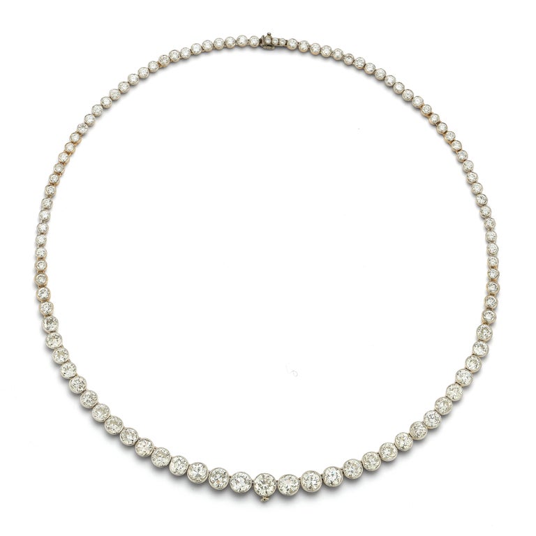 Antique Diamond Rivière Necklace For Sale at 1stDibs
