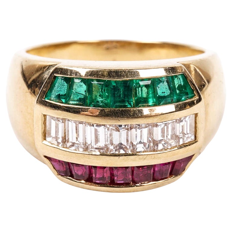 Customizable Antique Diamond Ruby Emerald Fashion Ring Wedding Band ...