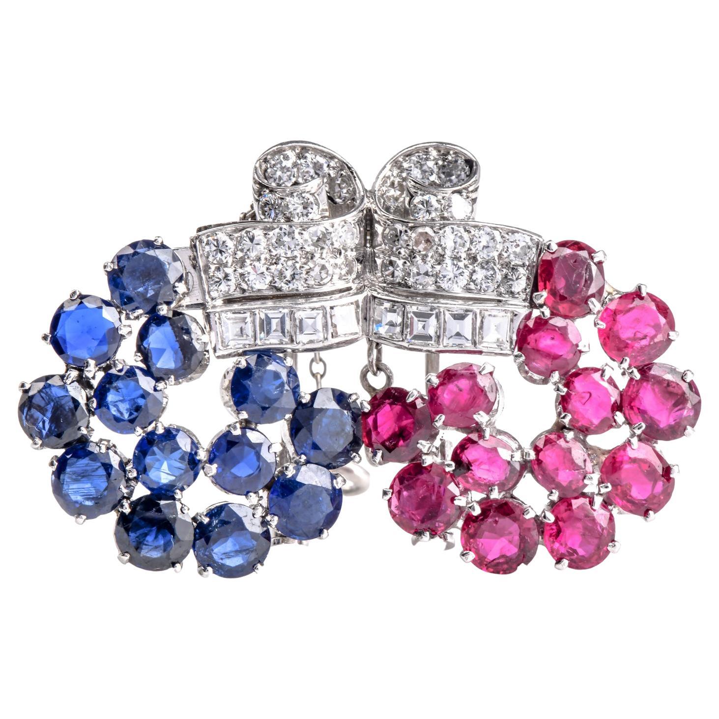 Antique french 18k Diamond and Sapphire Stick Pin (Patterned Sapphires ...