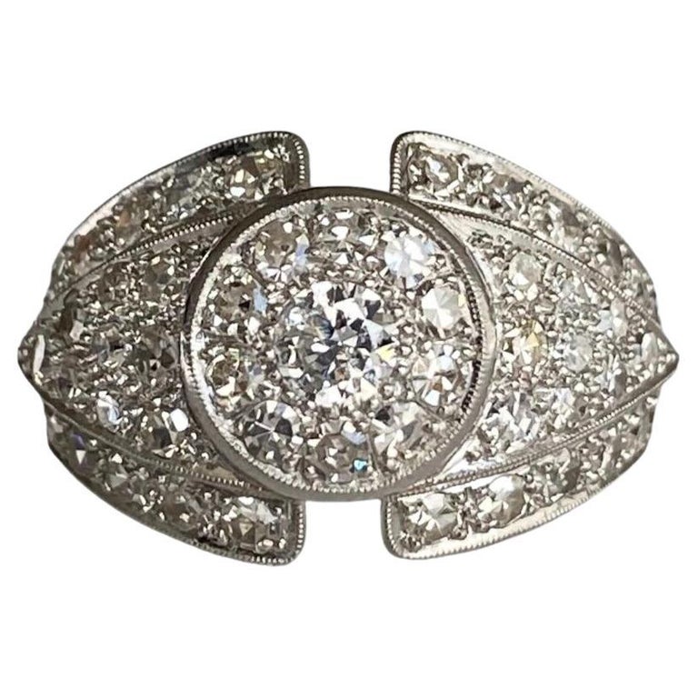 Antique Diamond Single Cut Cluster Ring in Platinum 6.9GR For Sale at ...