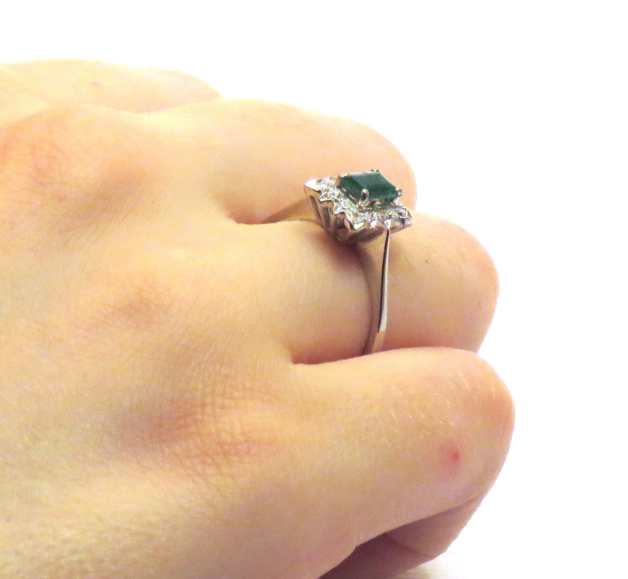 Antique Diamonds .40 Emerald 18 Karat White Gold Ring at 1stDibs ...