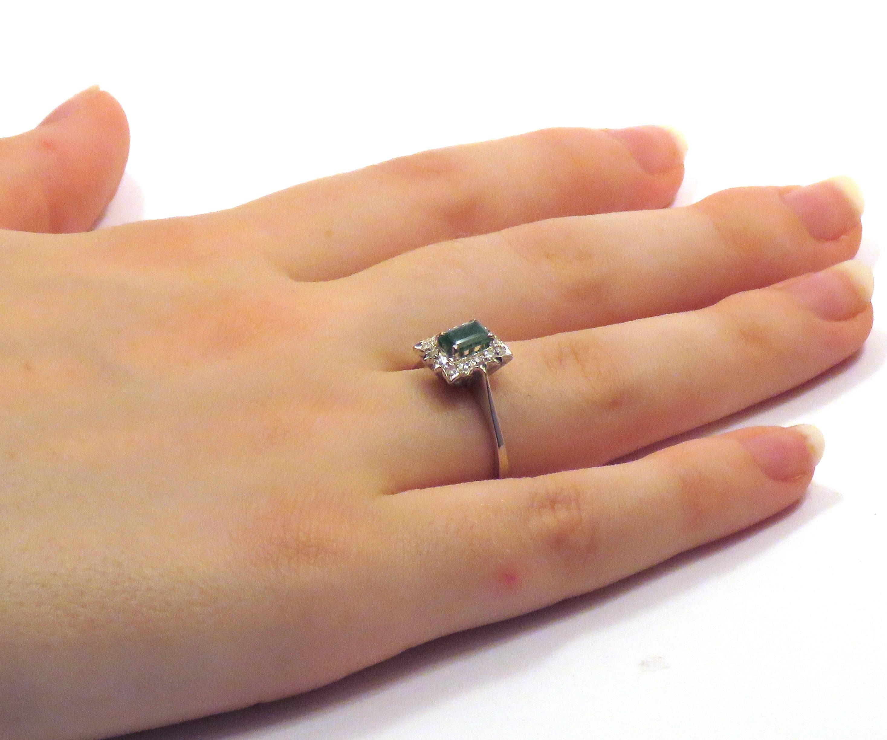 Antique Diamonds .40 Emerald 18 Karat White Gold Ring at 1stDibs ...