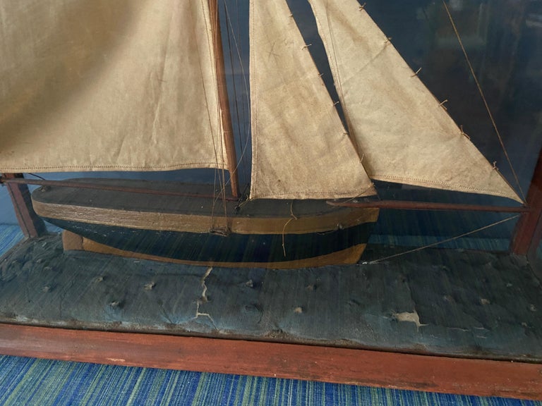 Antique Diorama of a Sailing Ship in Wooden Frame, France, 19th Century ...