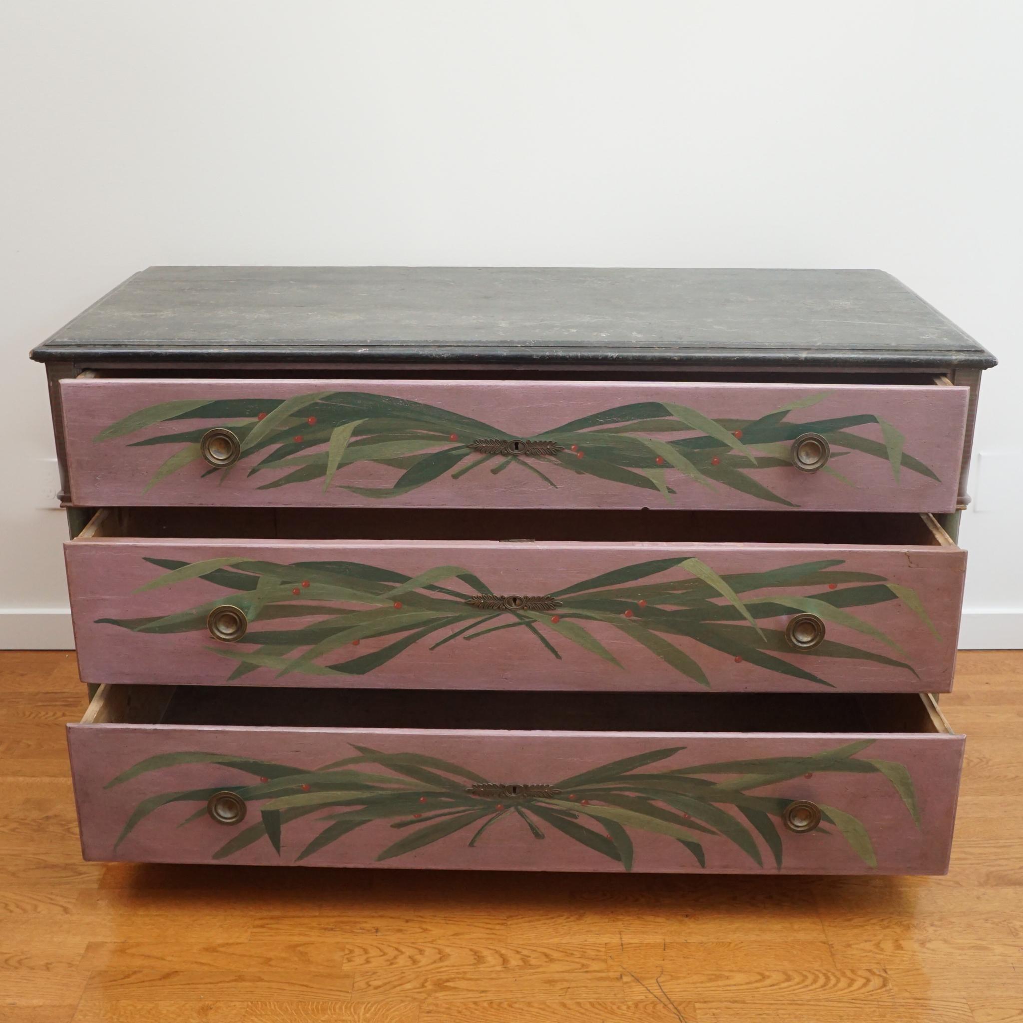 Antique Directoire-Style Painted Commode For Sale at 1stDibs