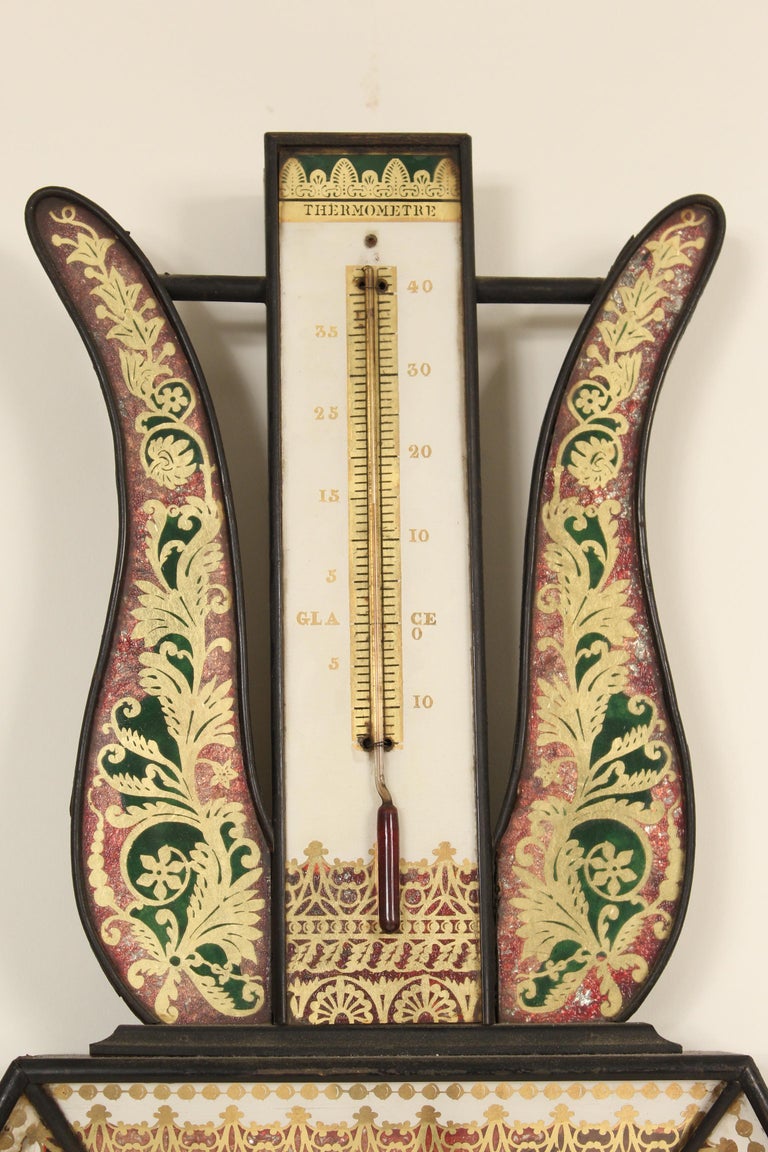 Antique Directoire Style Verre Églomisé Glass Barometer For Sale at ...