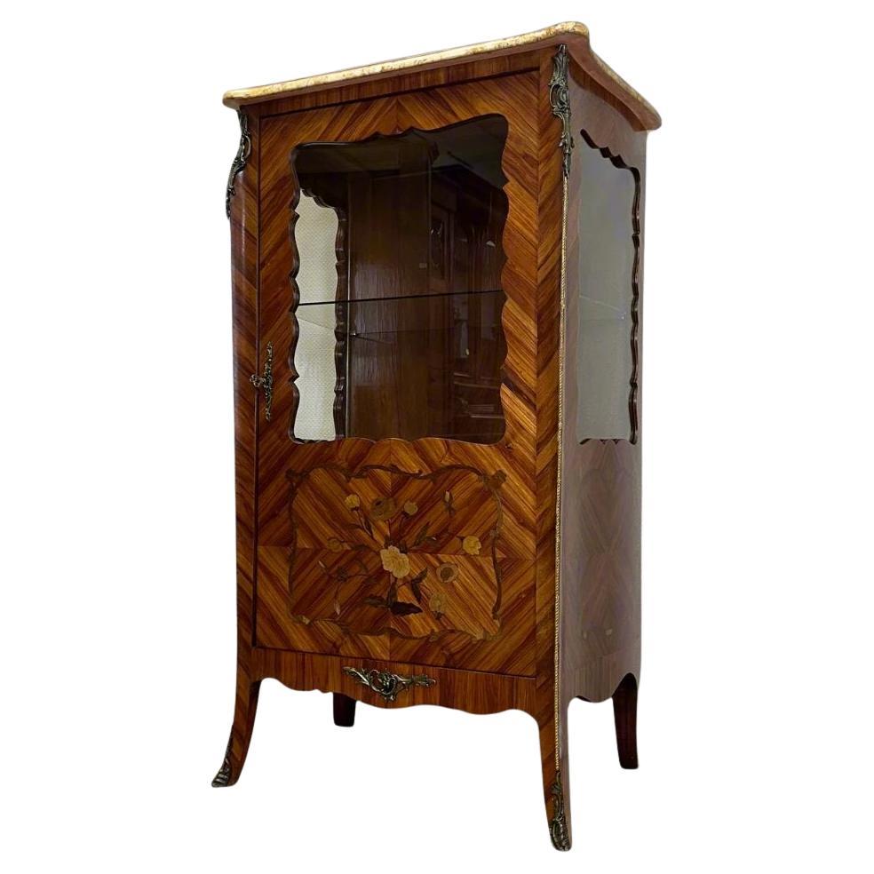 Antique display cabinet cherry wood Louis Philippe 1830 pretzel panels ...