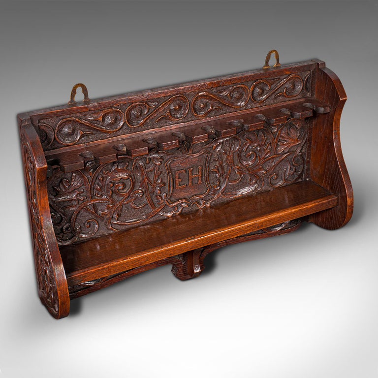 Antique Display Rack, English, Oak, Kitchen, Hallway, Wall Shelf ...