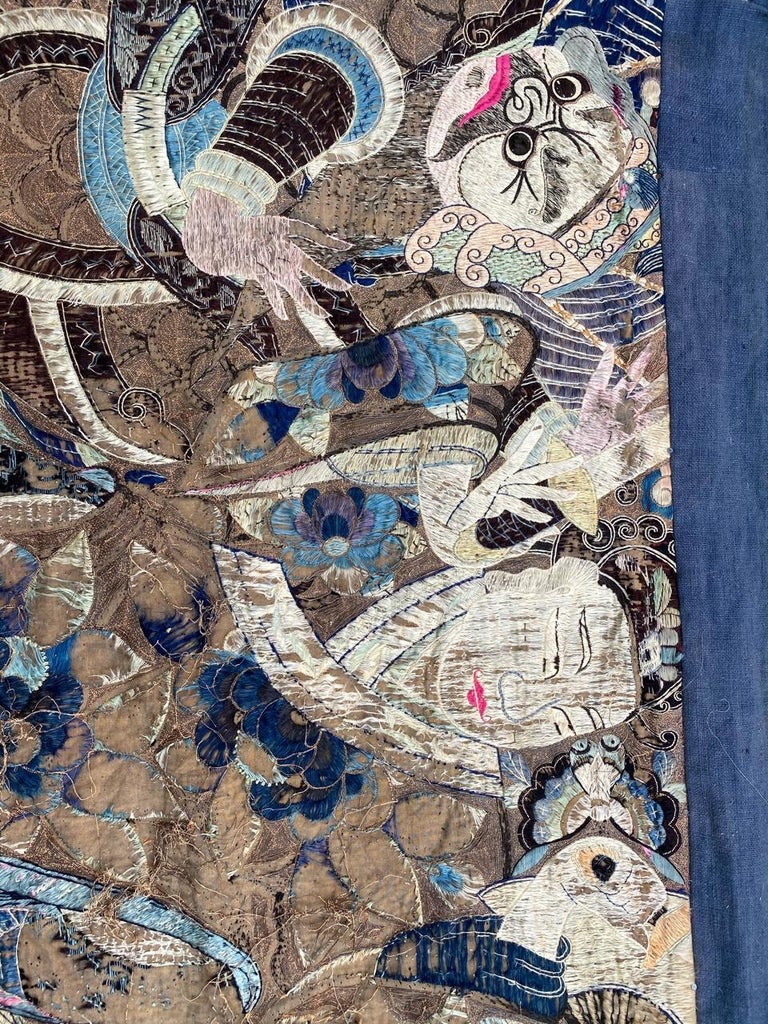 Antique Distressed Chinese Embroidery For Sale at 1stDibs