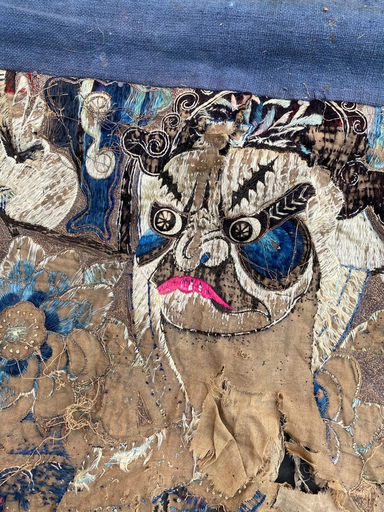 Antique Distressed Chinese Embroidery For Sale at 1stDibs