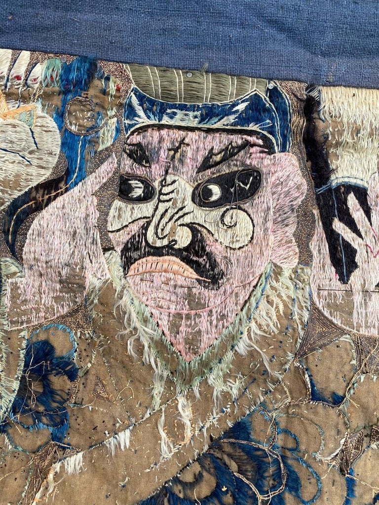 Antique Distressed Chinese Embroidery For Sale at 1stDibs