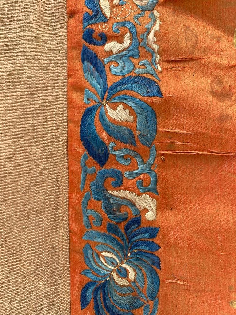Antique Distressed Chinese Panel Embroidery For Sale at 1stDibs