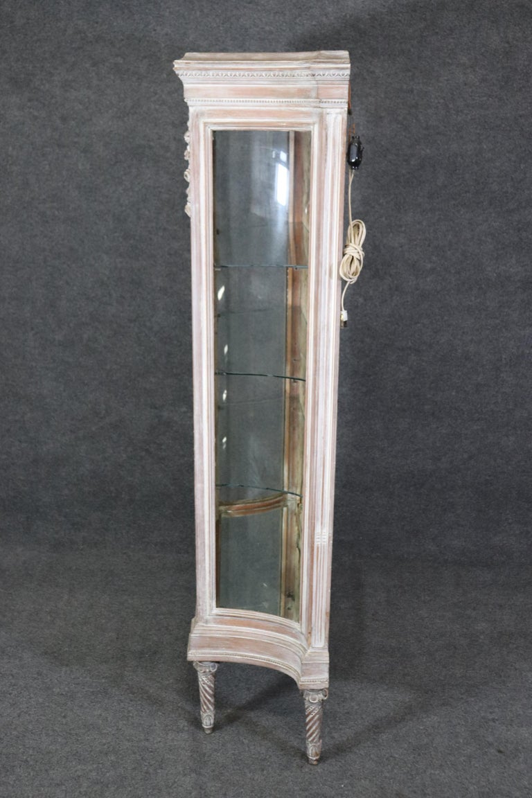 Antique Distressed French Louis XVI Style Curio Cabinet, Display ...