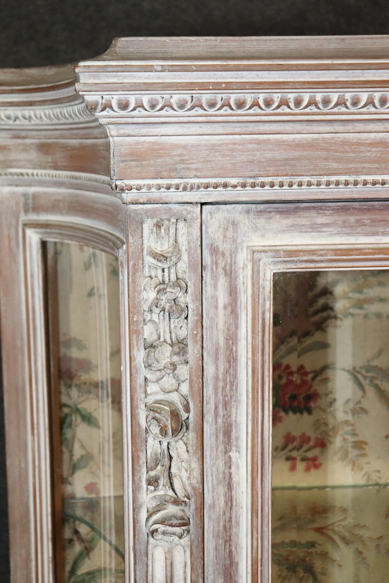 Antique Distressed French Louis XVI Style Curio Cabinet, Display ...