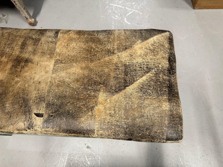 Antique Distressed Leather Painted Benches For Sale at 1stDibs