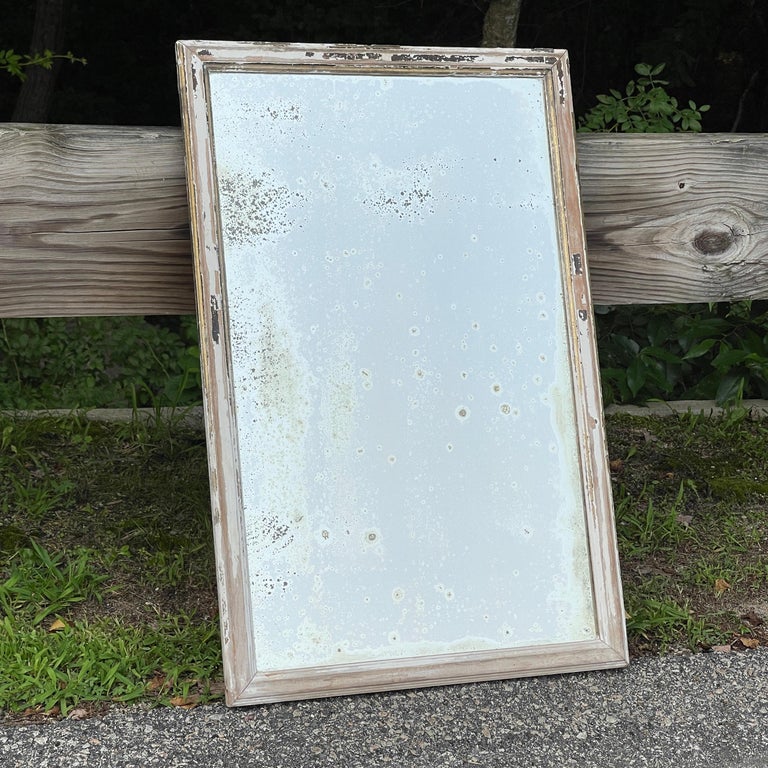 Antique Distressed Painted Wall Mirror at 1stDibs