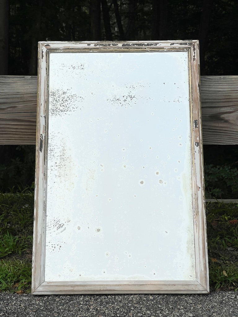 Antique Distressed Painted Wall Mirror at 1stDibs