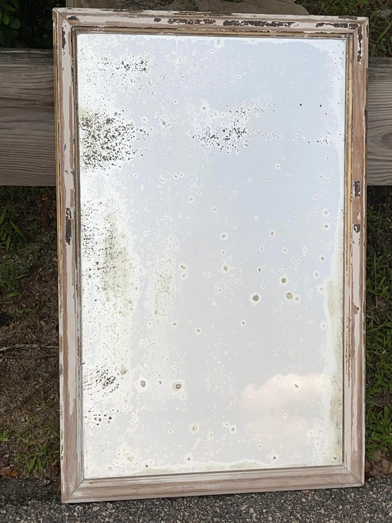 Antique Distressed Painted Wall Mirror at 1stDibs