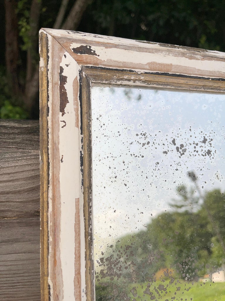 Antique Distressed Painted Wall Mirror at 1stDibs