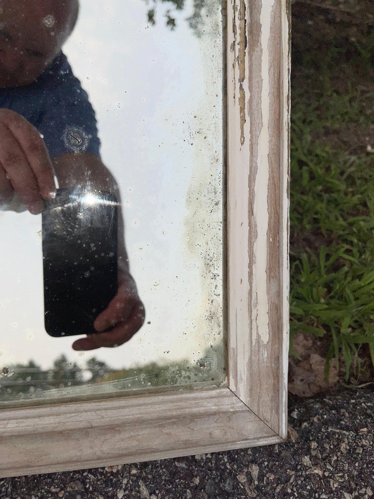Antique Distressed Painted Wall Mirror at 1stDibs