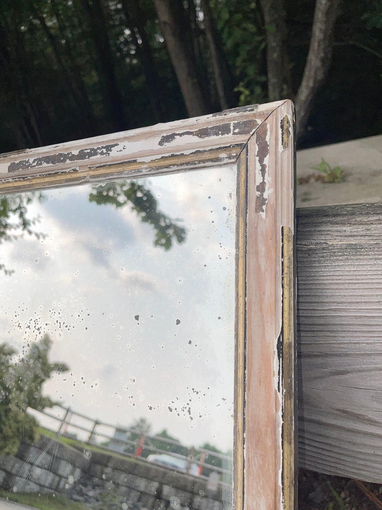 Antique Distressed Painted Wall Mirror at 1stDibs