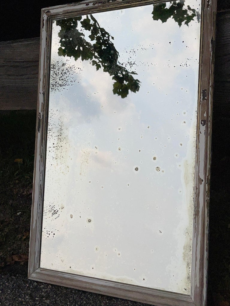 Antique Distressed Painted Wall Mirror at 1stDibs