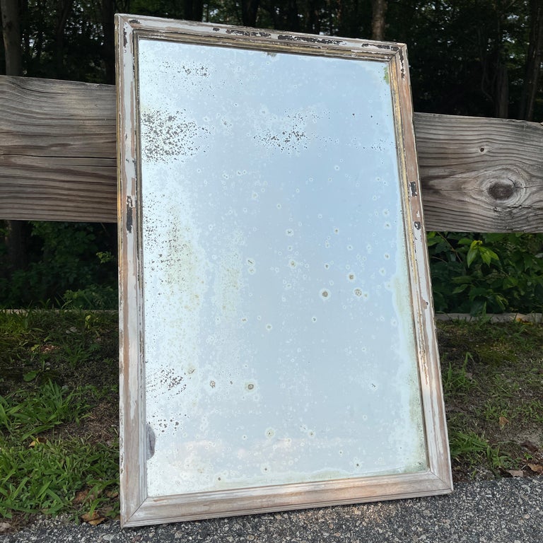Antique Distressed Painted Wall Mirror at 1stDibs
