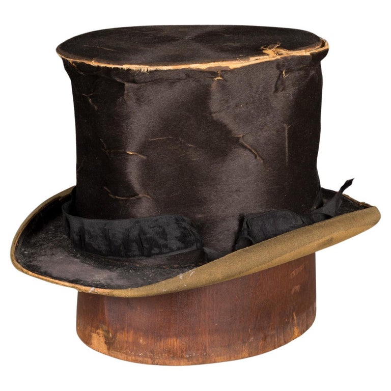 Antique Distressed Silk Top Hat c.1880-1920 For Sale at 1stDibs