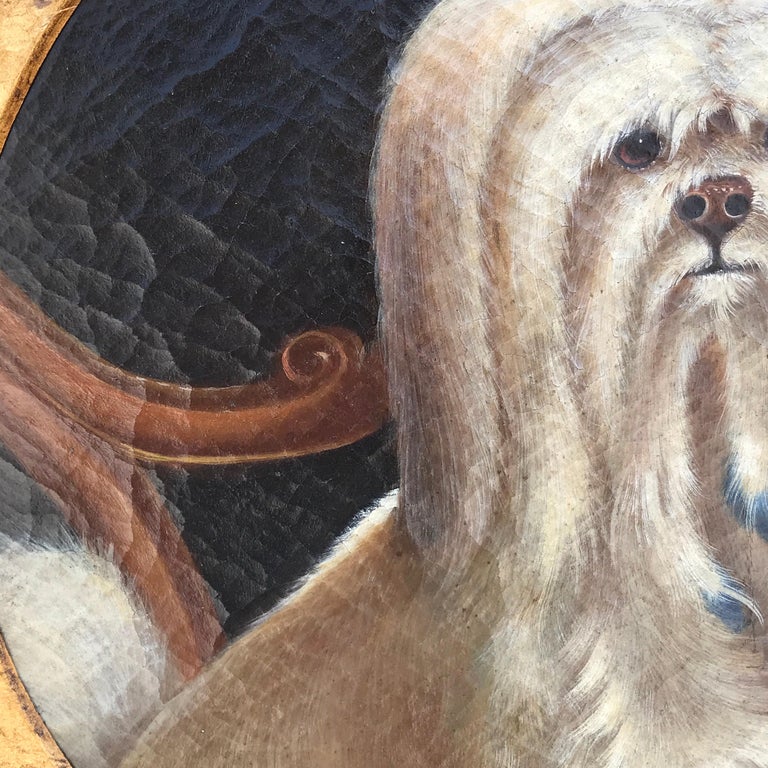 Antique Dog Portrait, Maltese with a Bocce Ball at 1stDibs