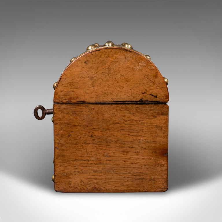 Antique Dome Top Calling Card Box, English, Walnut, Brass, Desk Tidy ...