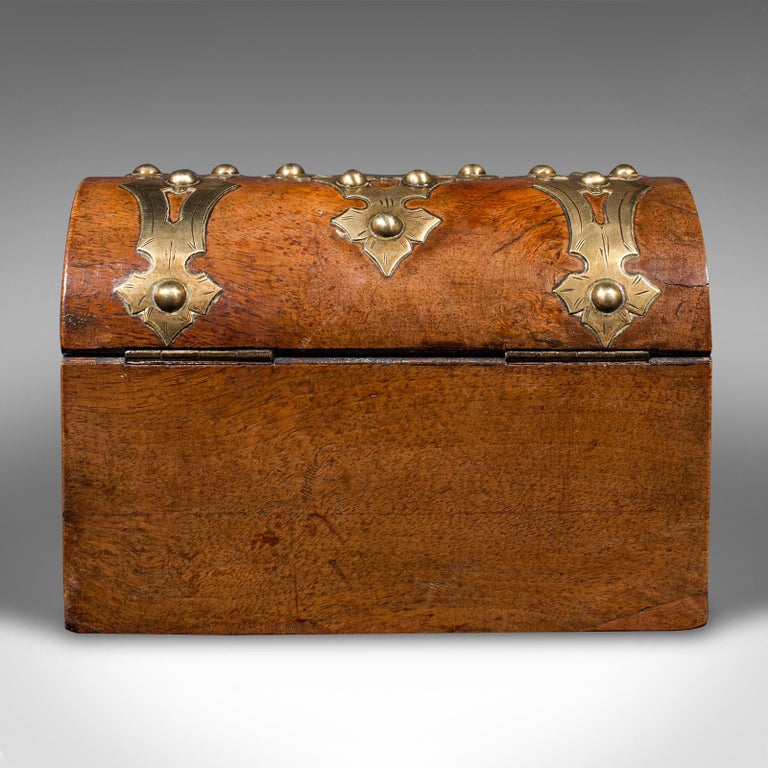 Antique Dome Top Calling Card Box, English, Walnut, Brass, Desk Tidy ...