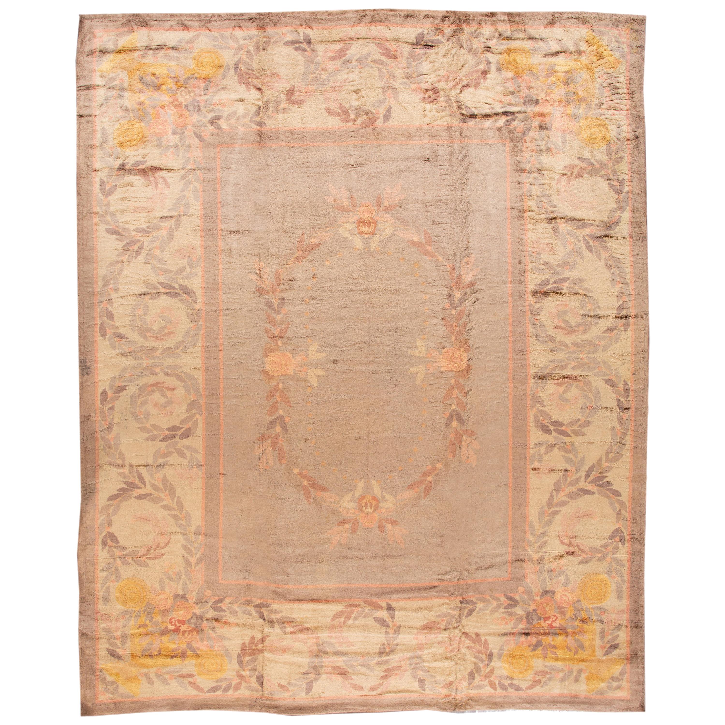 Antique English Needlepoint Rug For Sale at 1stDibs