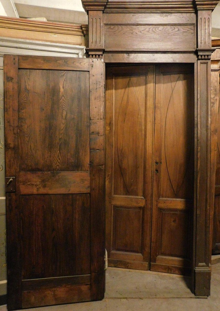 Antique Door Complete with Frame, Brown Chestnut, 18th Century Italy ...