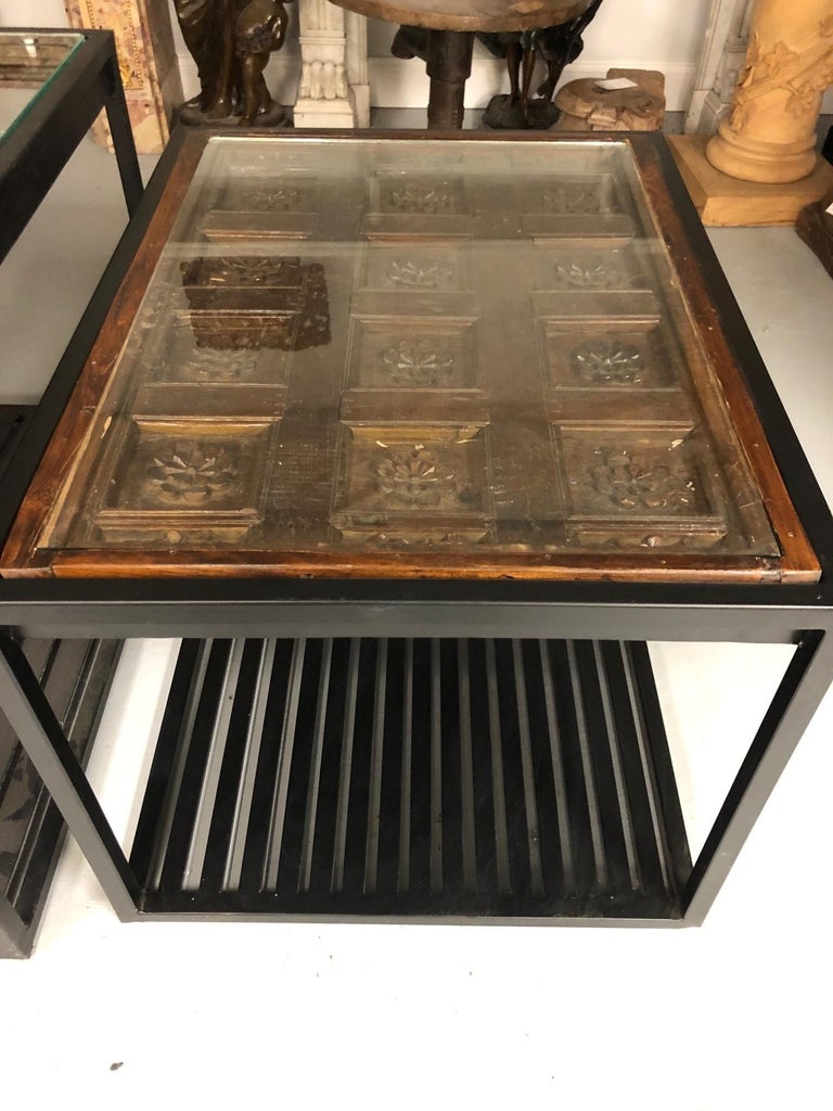 Antique Door Panel from India Made into a Accent or Coffee Table, Iron ...