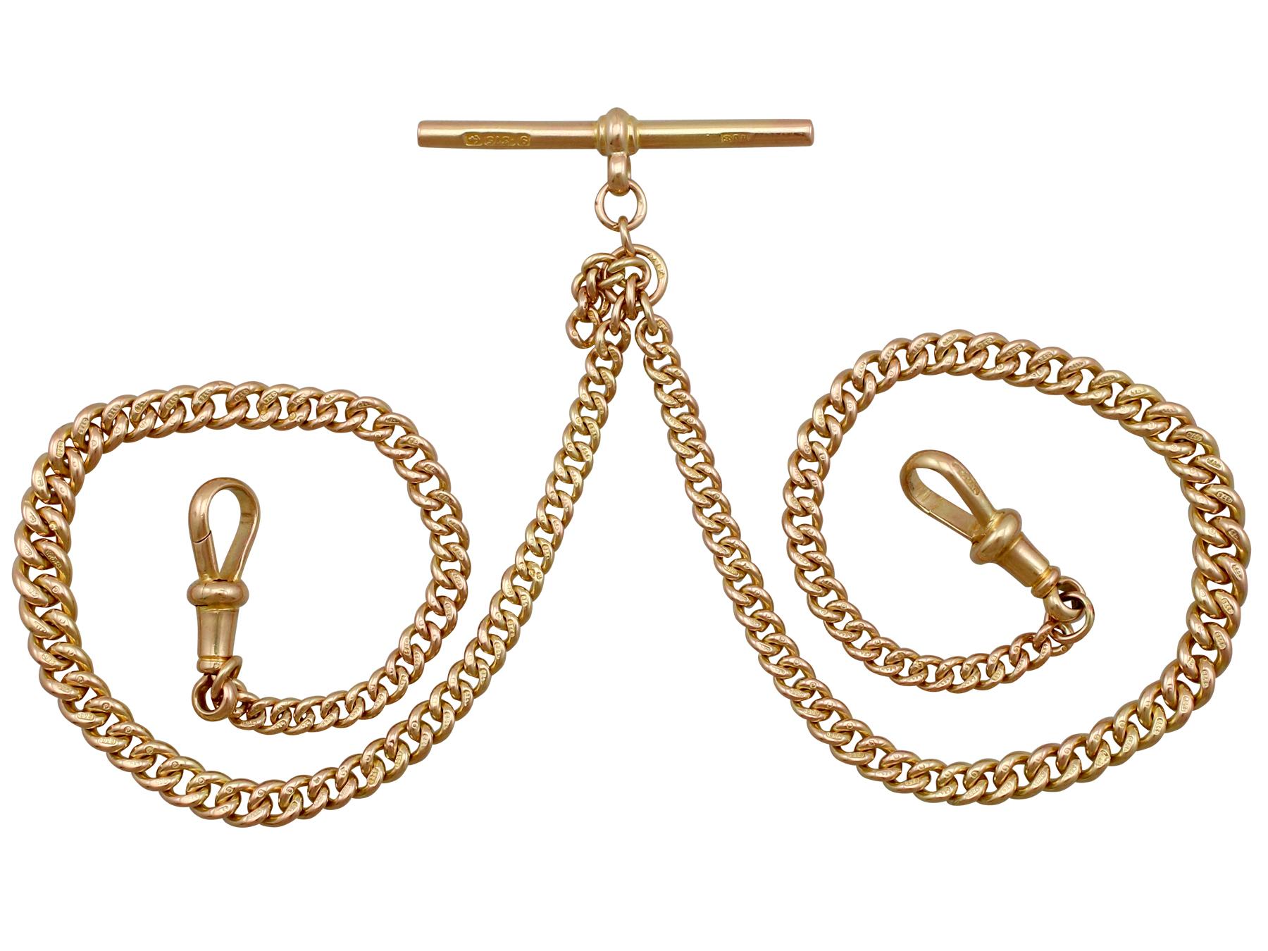 Antique Double Albert Watch Chain in Yellow Gold at 1stDibs