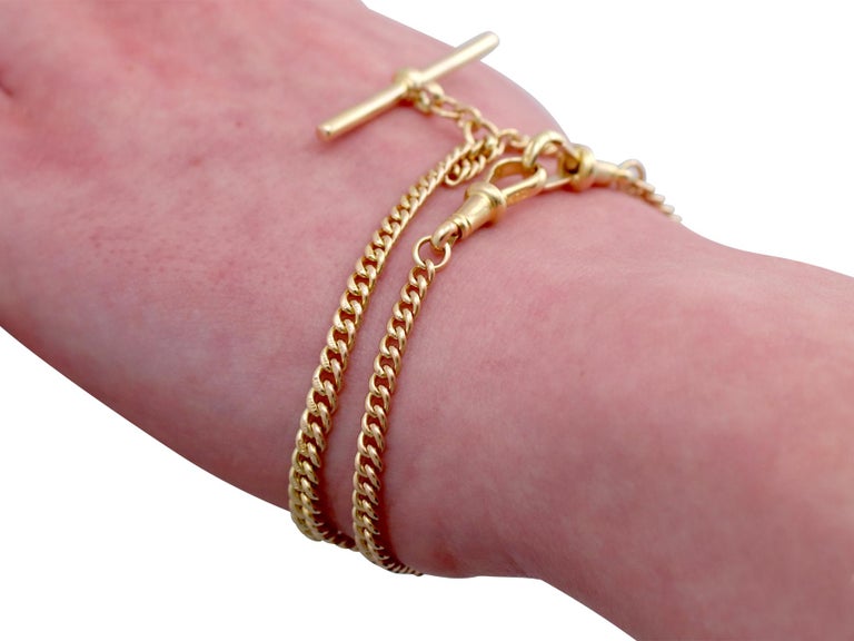 Antique Double Albert Watch Chain in Yellow Gold For Sale at 1stdibs