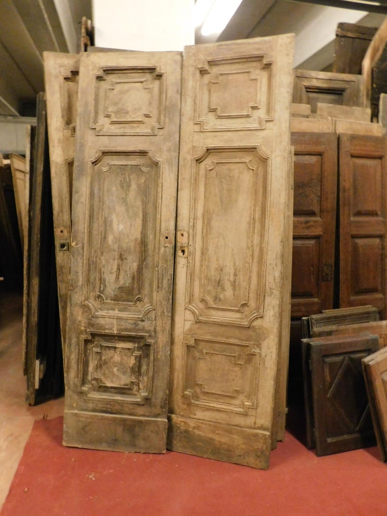Antique Double Doors in Light Fir Wood, Sculpted Style Louis XVI, 1700 ...