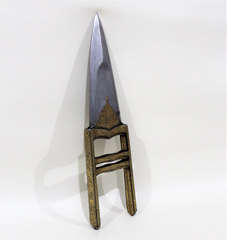 Antique Double Katar Dagger with Sheath featuring Gold Damascene ...