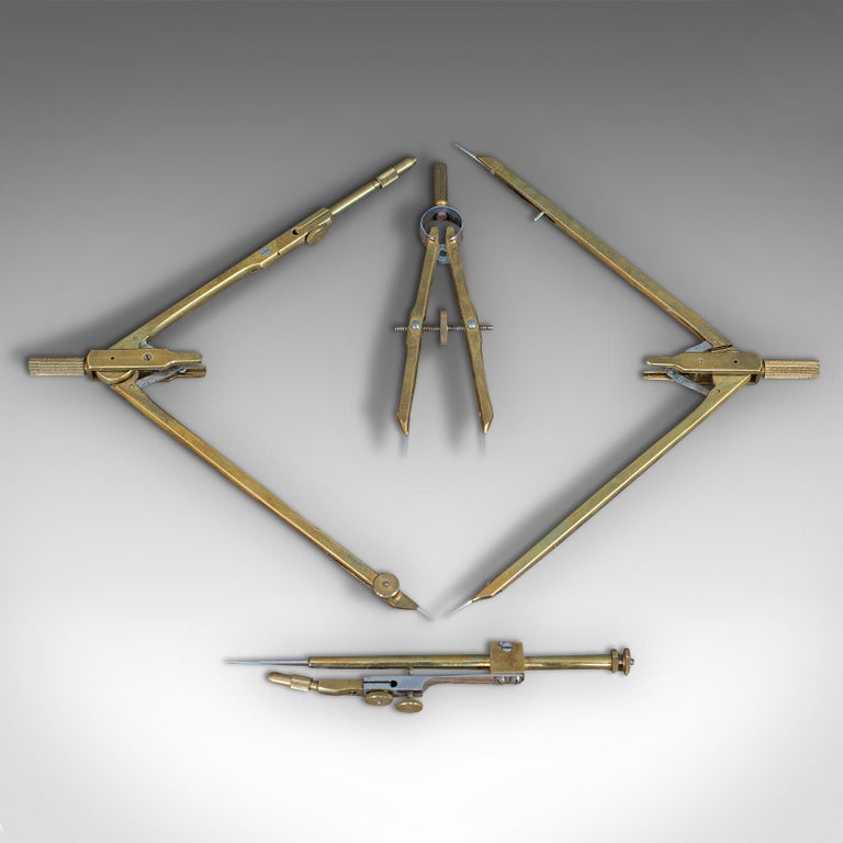Antique Drawing Instrument Set, German, Cartographer, Technical ...