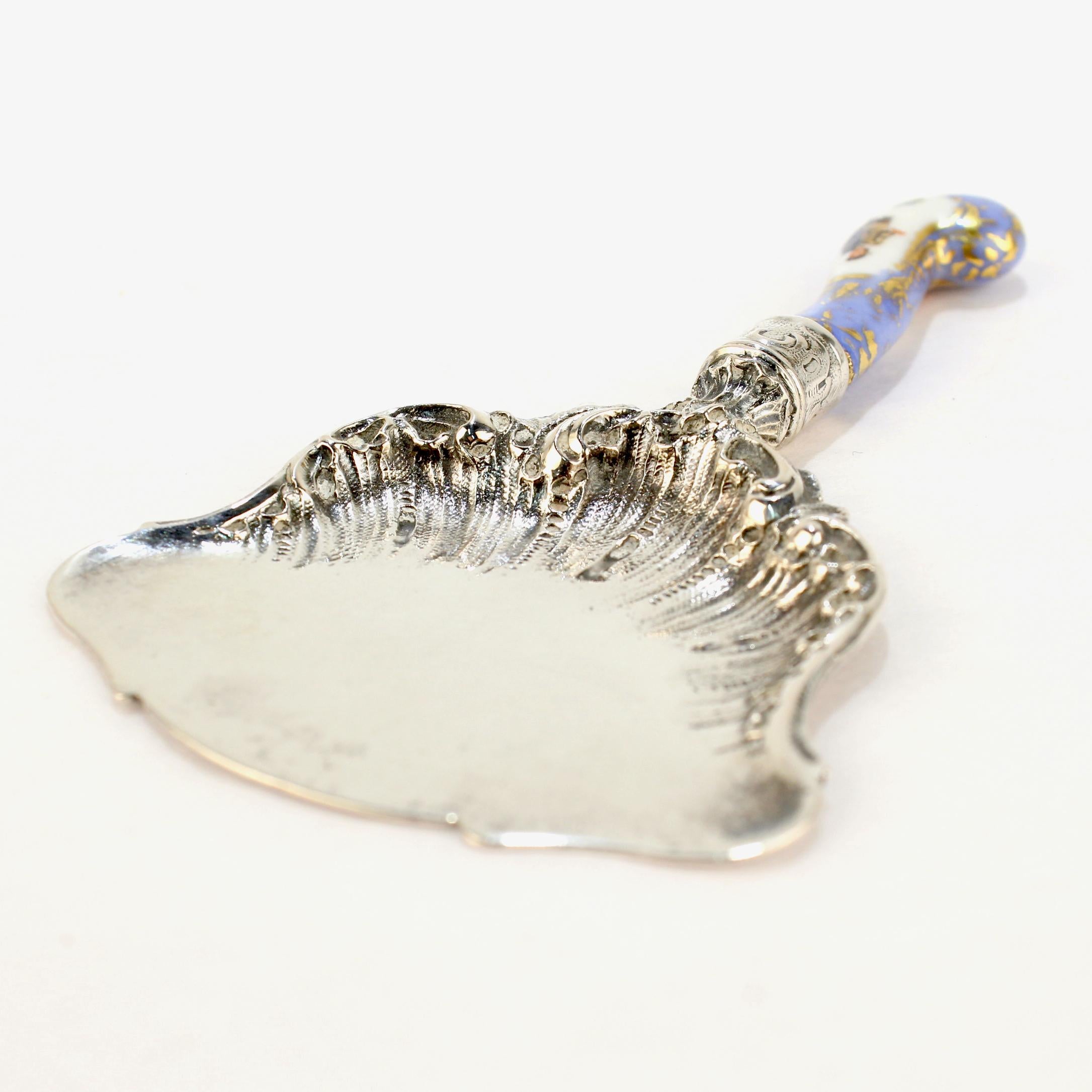 Antique Dresden Porcelain and 800 Silver Pastry or Nut Server by ...