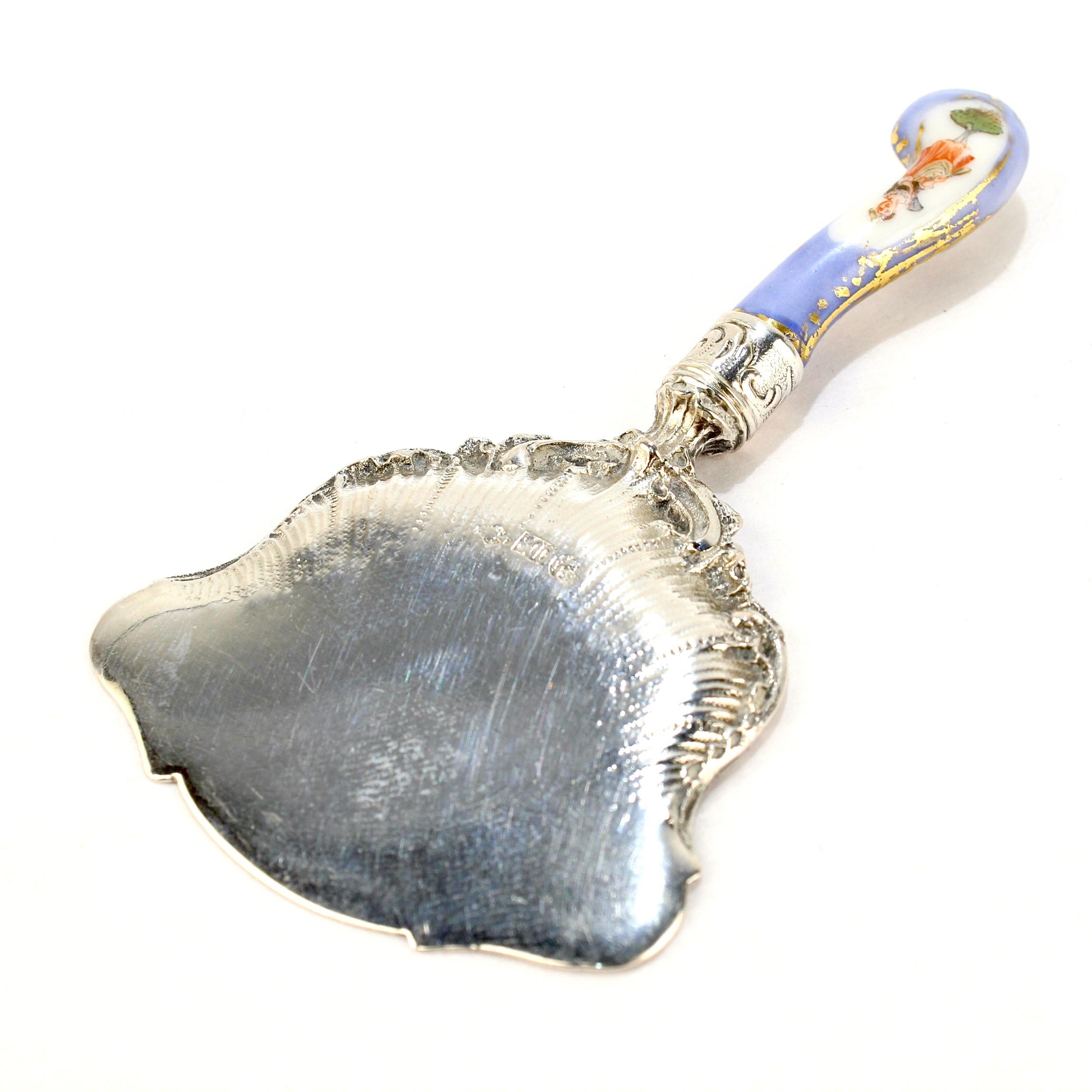 Antique Dresden Porcelain and 800 Silver Pastry or Nut Server by ...