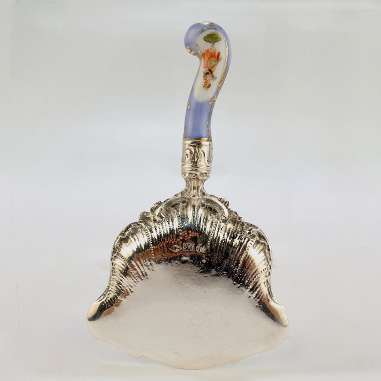 Antique Dresden Porcelain and 800 Silver Pastry or Nut Server by ...