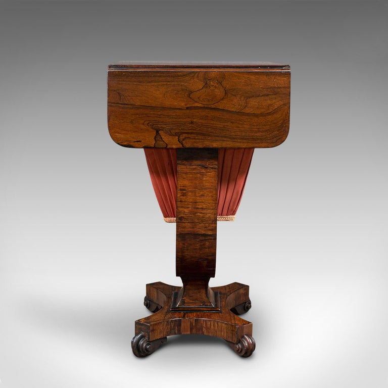 Antique Drop Leaf Ladies Work Table, English, Sewing, Side, William IV ...